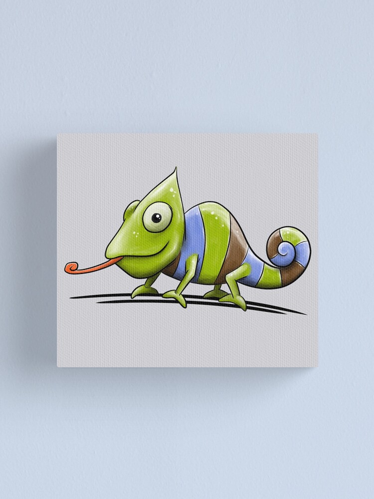 "Lizard Fan Art | Colorful Cartoon Chameleon Drawing" Canvas Print by ...