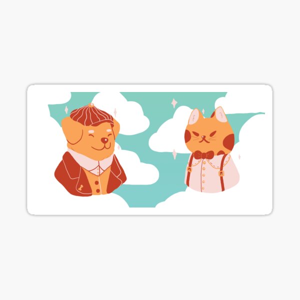 "Dapper doggo and cat bro" Sticker by KymmaDoodles | Redbubble