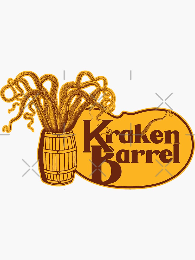 "Kraken Barrel (Cracker Barrel)" Sticker for Sale by uselessnyc | Redbubble