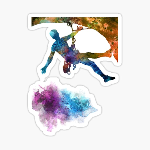 "Rock climbing extreme sport man, climbing man, climber, watercolor ...