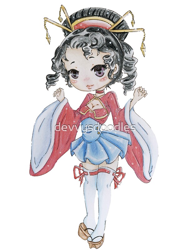 "Chibi Geisha " Stickers by devvysdoodles | Redbubble