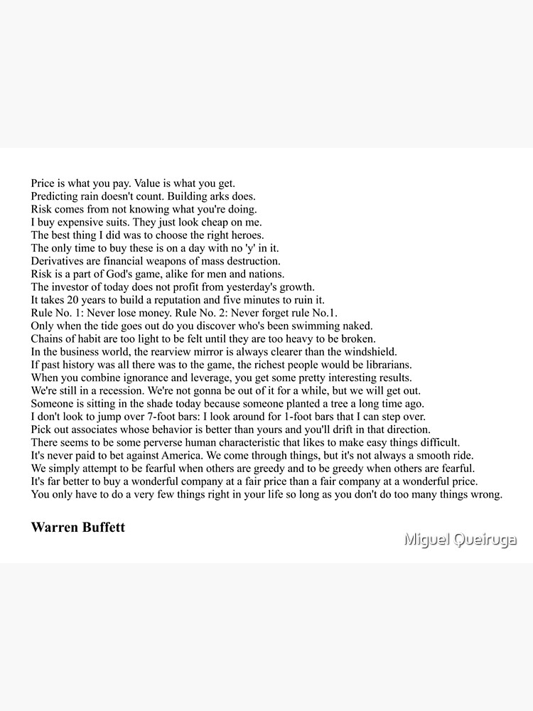 Warren Buffett Quotes Premium Matte Vertical Poster sold by Vineet ...