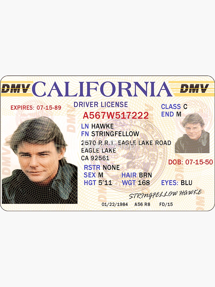 "Driver License StringFellow Hawke - AirWolf" Sticker by Diaz-Shop ...