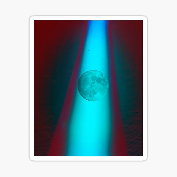 "Neon Blue Moon 34" Sticker for Sale by ATJones | Redbubble