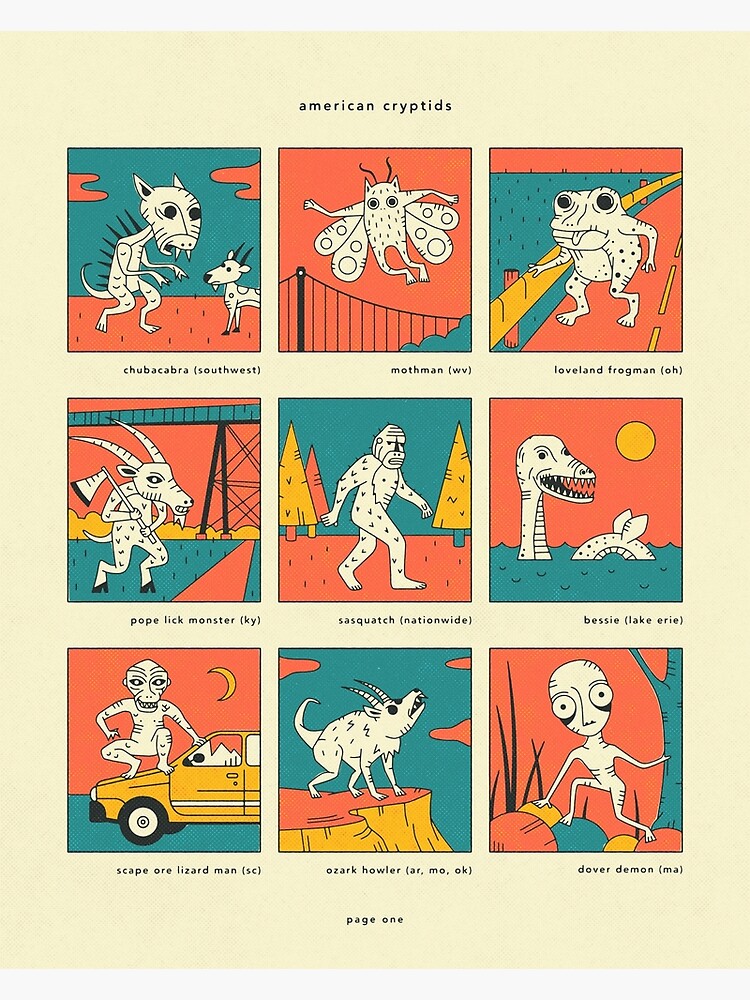 "AMERICAN CRYPTIDS (page one)" Canvas Print for Sale by JazzberryBlue ...
