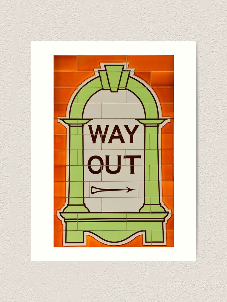 "Vintage London Underground Railway Tiled way out Sign " Art Print by ...