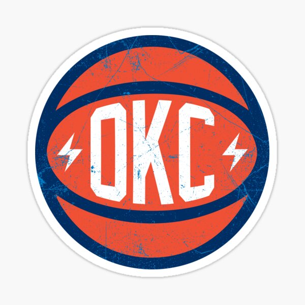 "OKC Retro Ball - Light Blue" Sticker for Sale by SaturdayACD | Redbubble