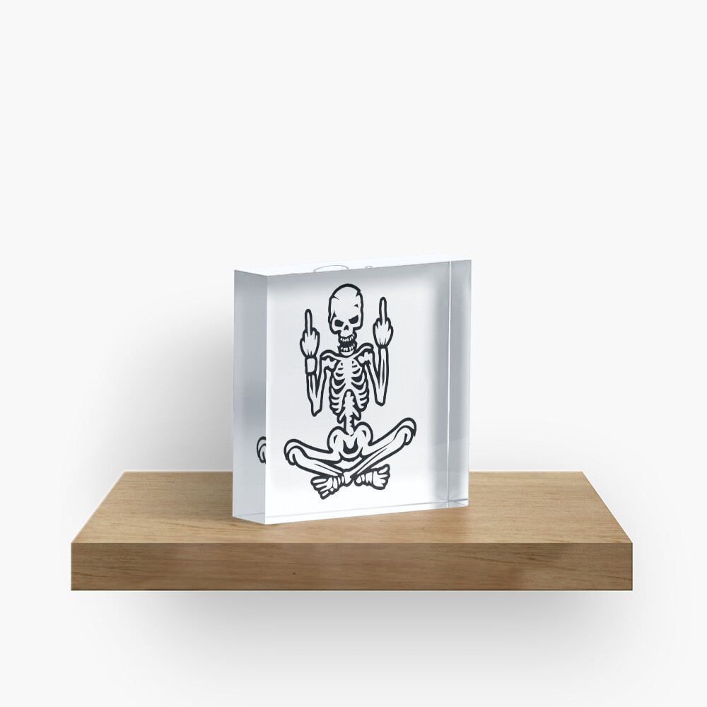 "Awesome Middle Finger Skull" Acrylic Block for Sale by RestlessSoul ...