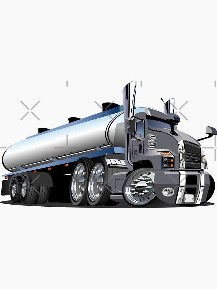 "Cartoon semi tanker truck" Sticker for Sale by Mechanick | Redbubble