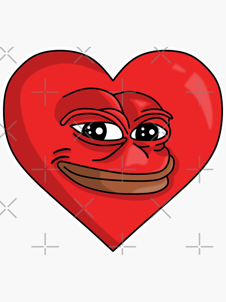 "Smug Pepe Heart - White Outline" Sticker for Sale by mullelito | Redbubble