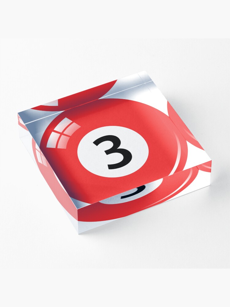 "Red pool/billiard ball number 3 sticker" Acrylic Block for Sale by ...