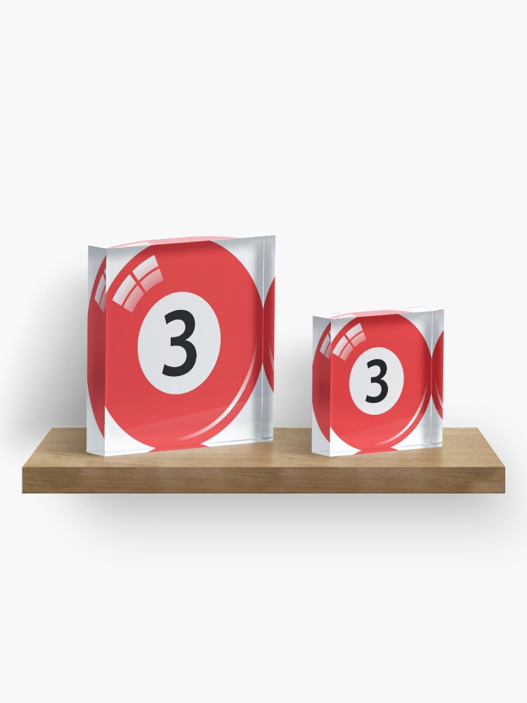 "Red pool/billiard ball number 3 sticker" Acrylic Block for Sale by ...
