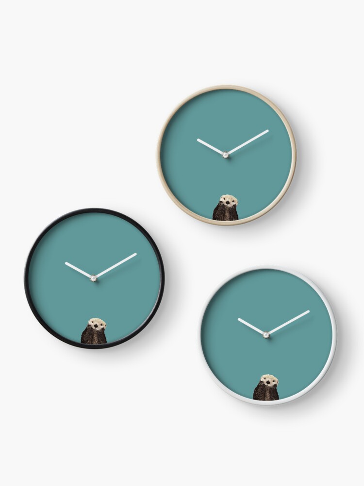 Cute Sea Otter On Teal Solid Clock sold by Nicola | SKU 4689644 ...