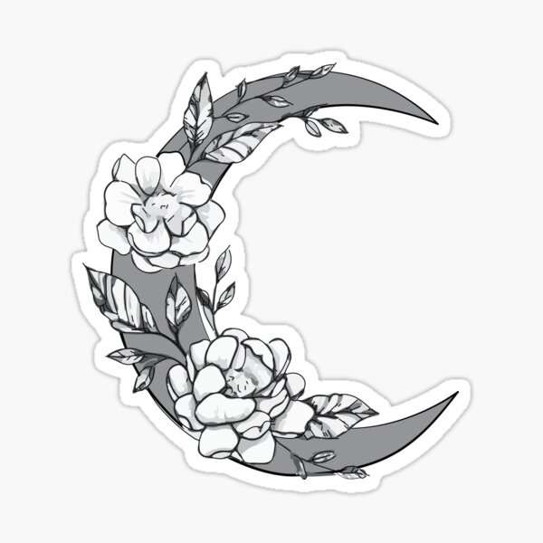"Romantic moon with flowers" Sticker for Sale by irarte | Redbubble