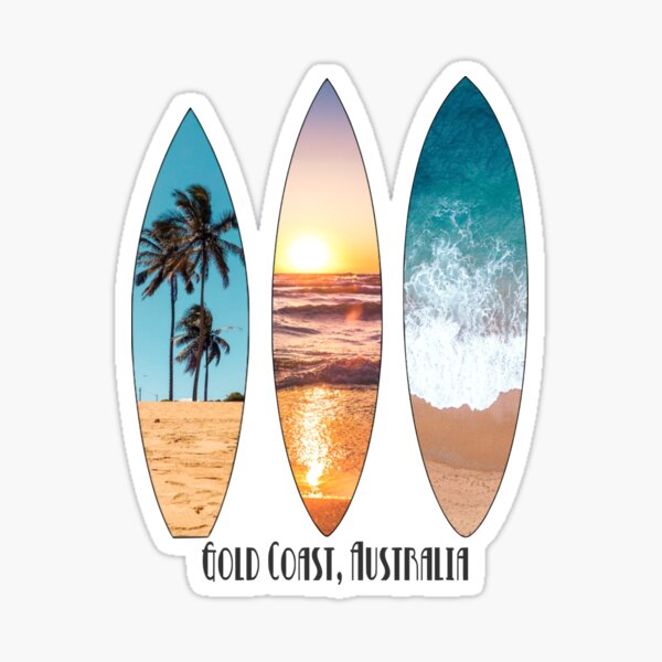 "Gold Coast Australia Palm Trees Waves and Sun Surfboard Poster ...
