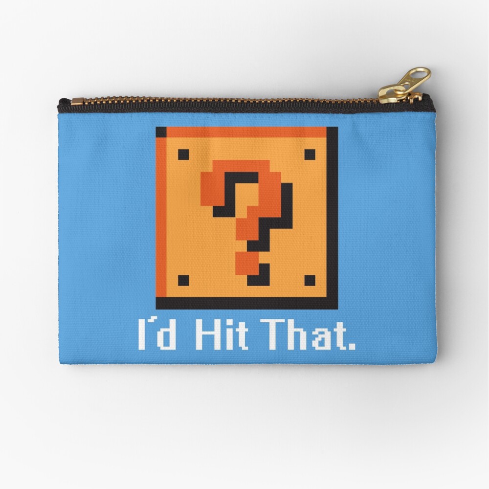 "I'd Hit That - 8-Bit Question Block" Zipper Pouch for Sale by ...
