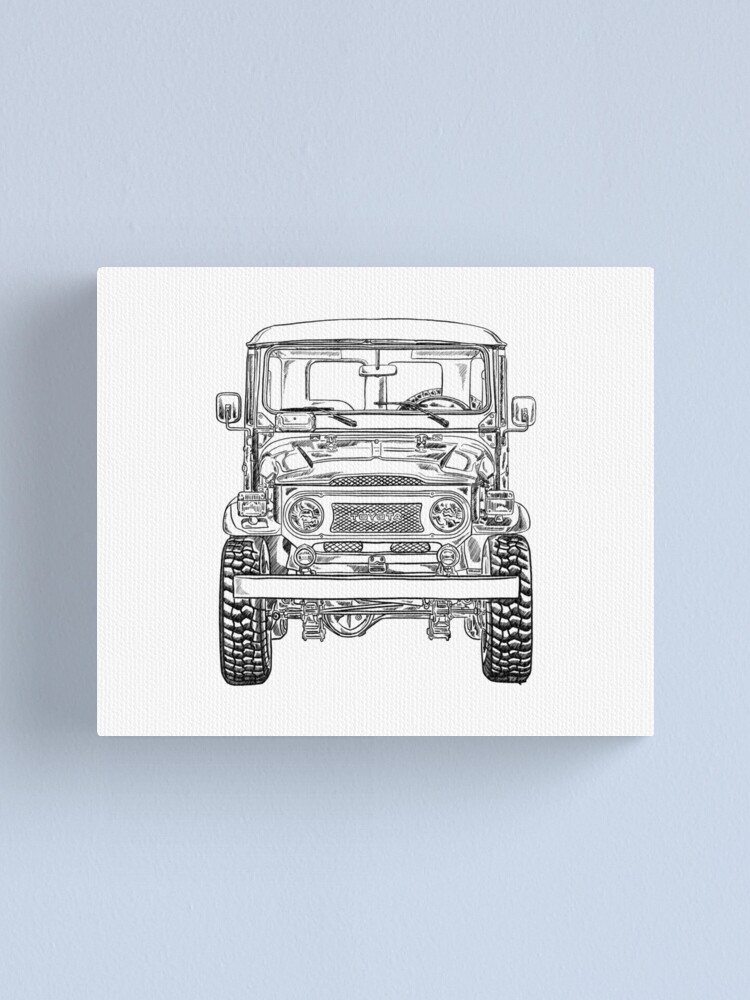 "FJ40 Front Profile" Canvas Print for Sale by Sketchwagen | Redbubble