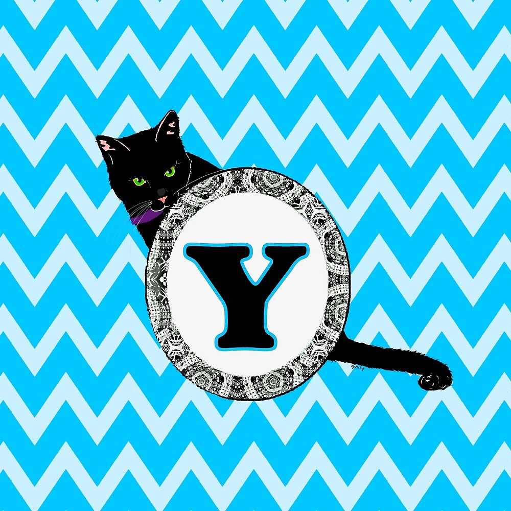 "Y Cat Chevron Monogram" by gretzky | Redbubble