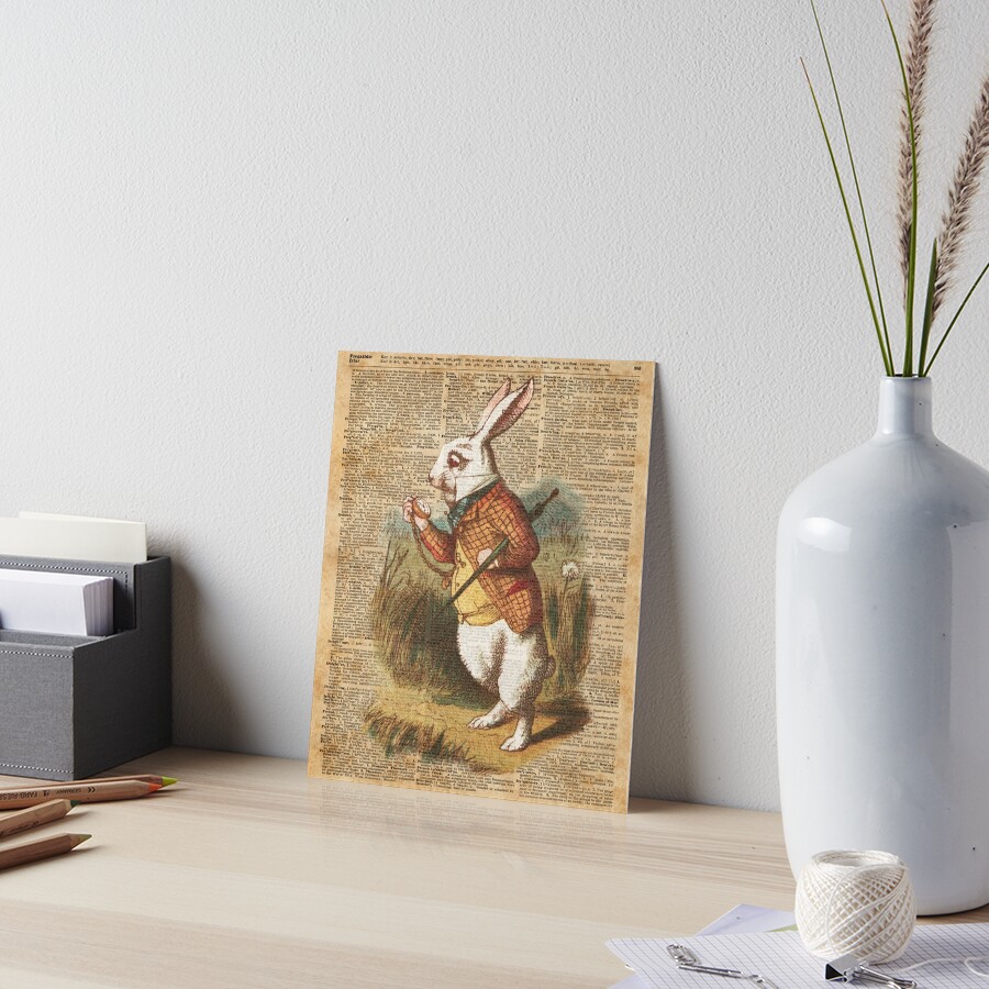 "White Rabbit Alice in Wonderland Vintage Art" Art Board Print for Sale ...