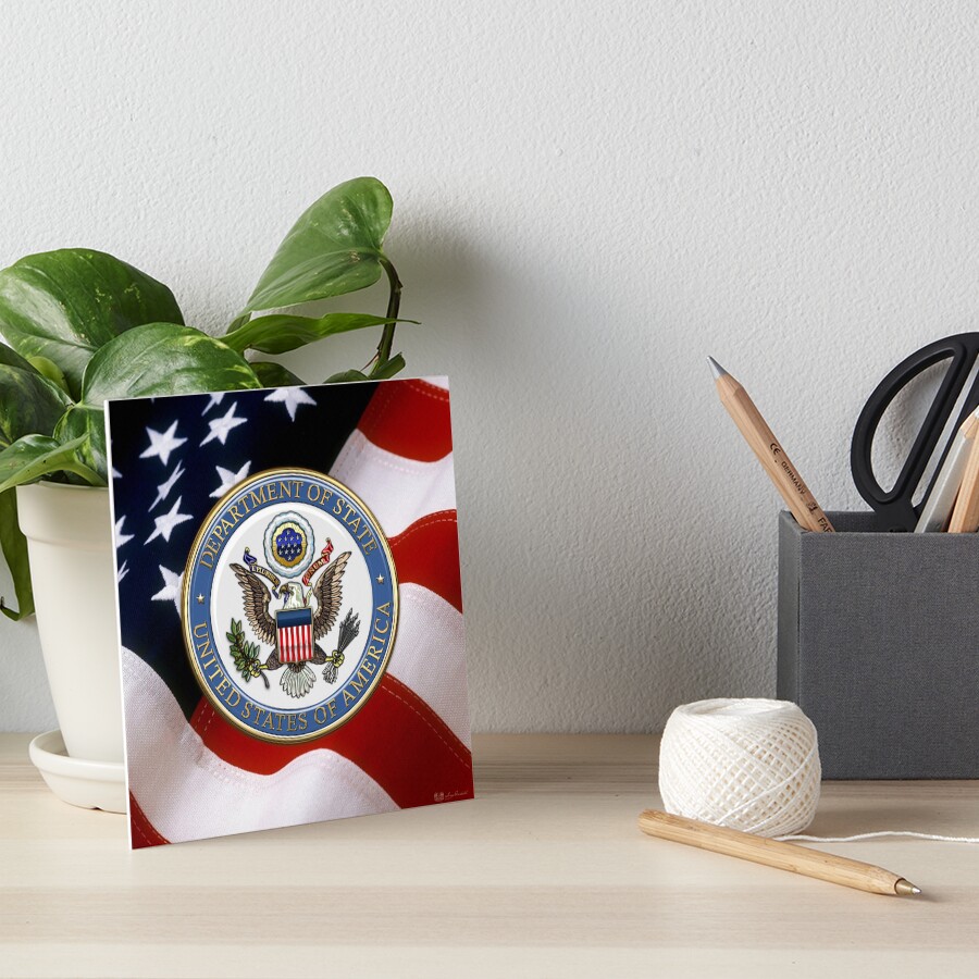 "U.S. Department of State - DoS Emblem over American Flag" Art Board ...