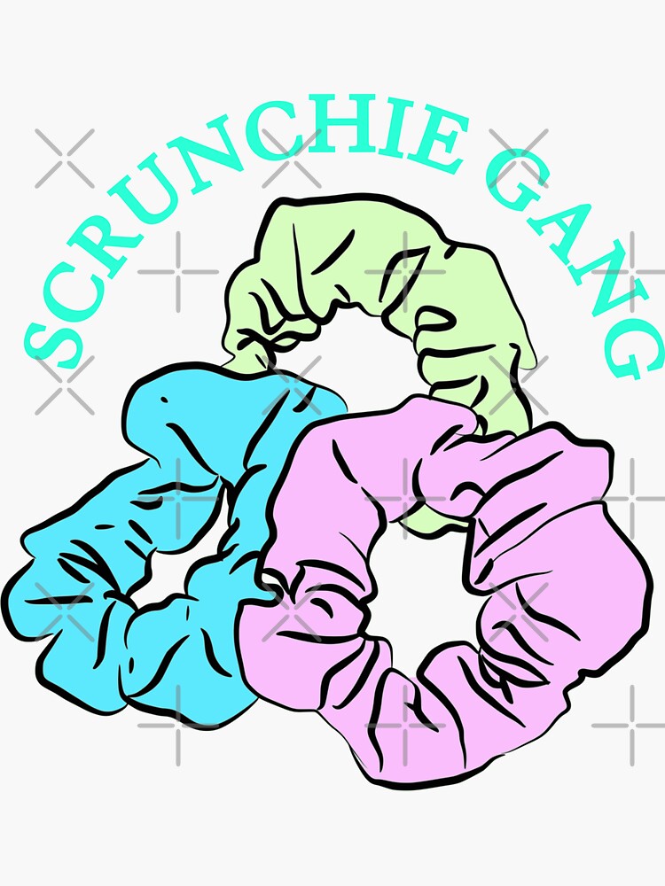 "SCRUNCHIE GANG Sticker" Sticker for Sale by aydapadi | Redbubble