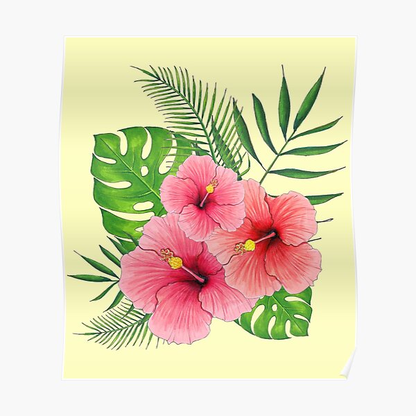 "SUMMER TROPICAL FLOWERS" Poster by ReignGFX | Redbubble
