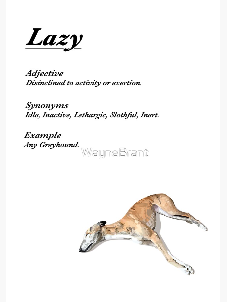 "Lazy Definition (Greyhound Humour)" Sticker for Sale by WayneBrant ...