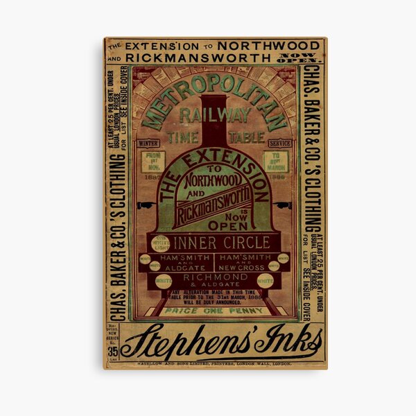 "Vintage Metropolitan London Underground Railway Tube Poster" Canvas ...
