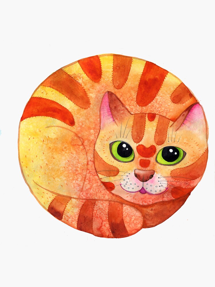 "Ginger cat in a circle" Sticker for Sale by fiolika | Redbubble