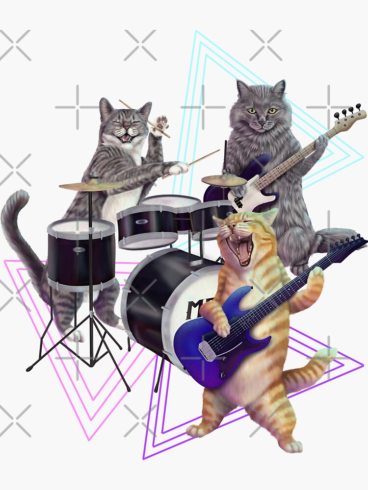 "Cat band- Rock band kitties playing the bass, electric guitar, and ...