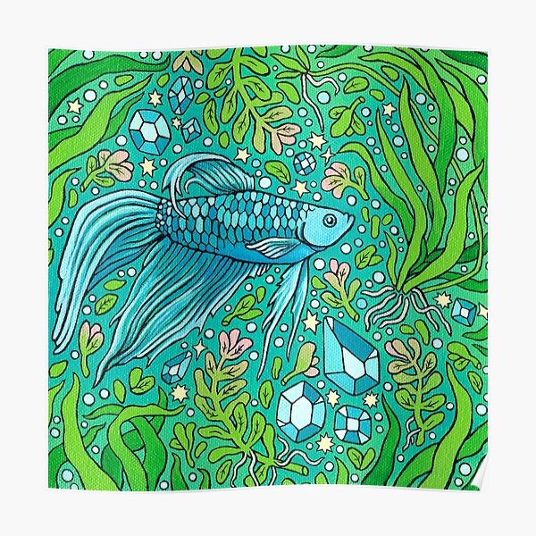"Betta Aquamarine | Magical Pet Fish Painting" Poster for Sale by ...