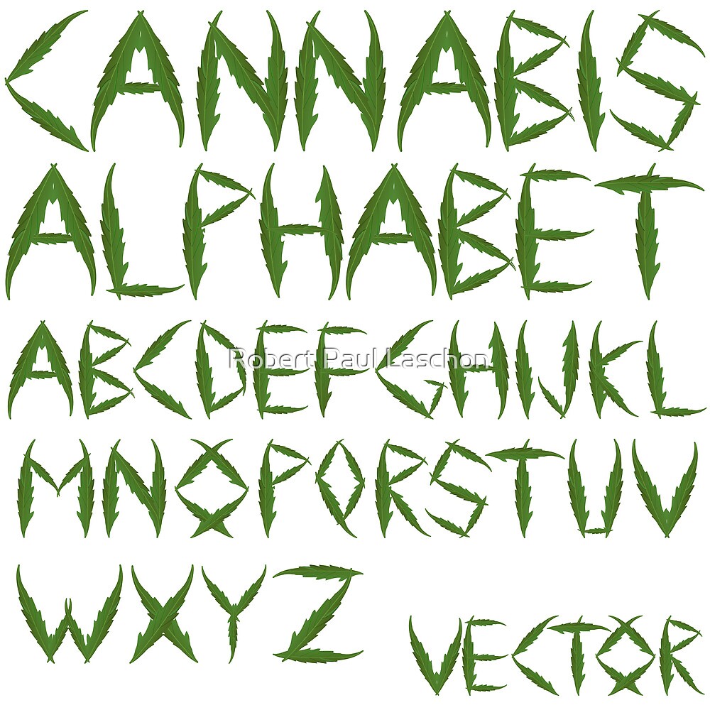 "Cannabis leaf alphabet" by Robert Laschon | Redbubble