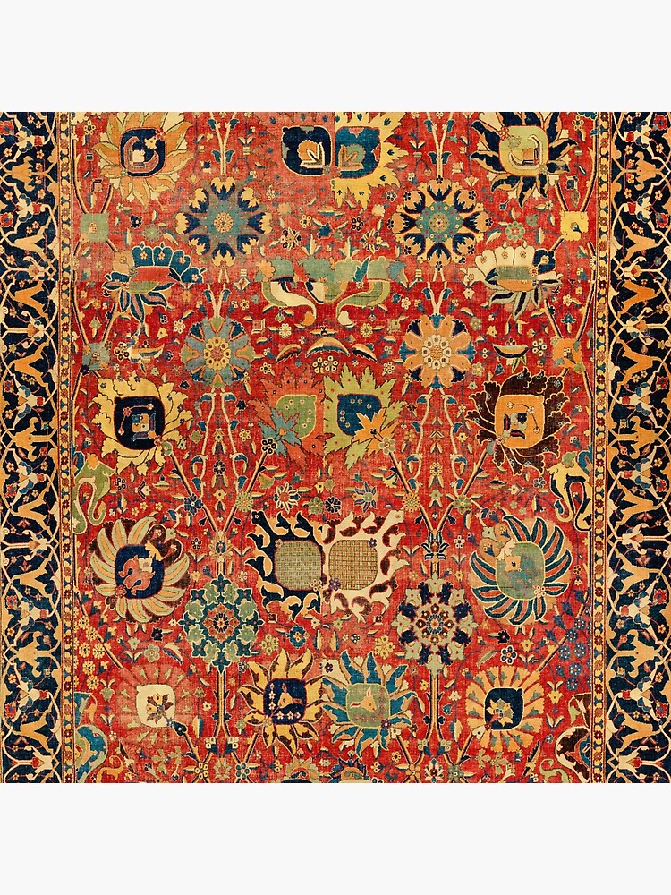 "17th Century Isfahan or Kerman Persian Rug Print" Throw Pillow for ...