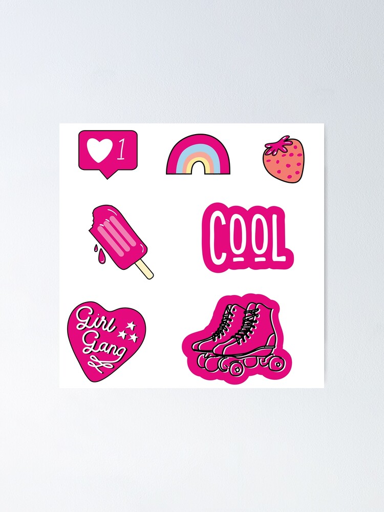 "Hot Pink Sticker Pack" Poster for Sale by The-Goods | Redbubble