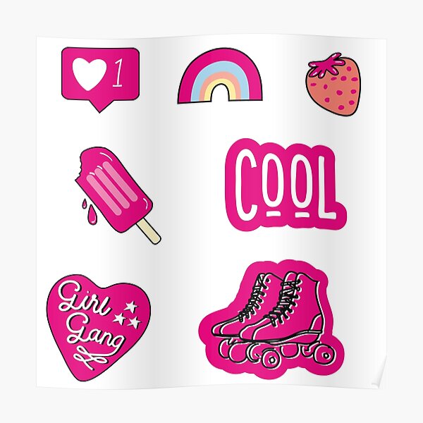 "Hot Pink Sticker Pack" Poster for Sale by The-Goods | Redbubble