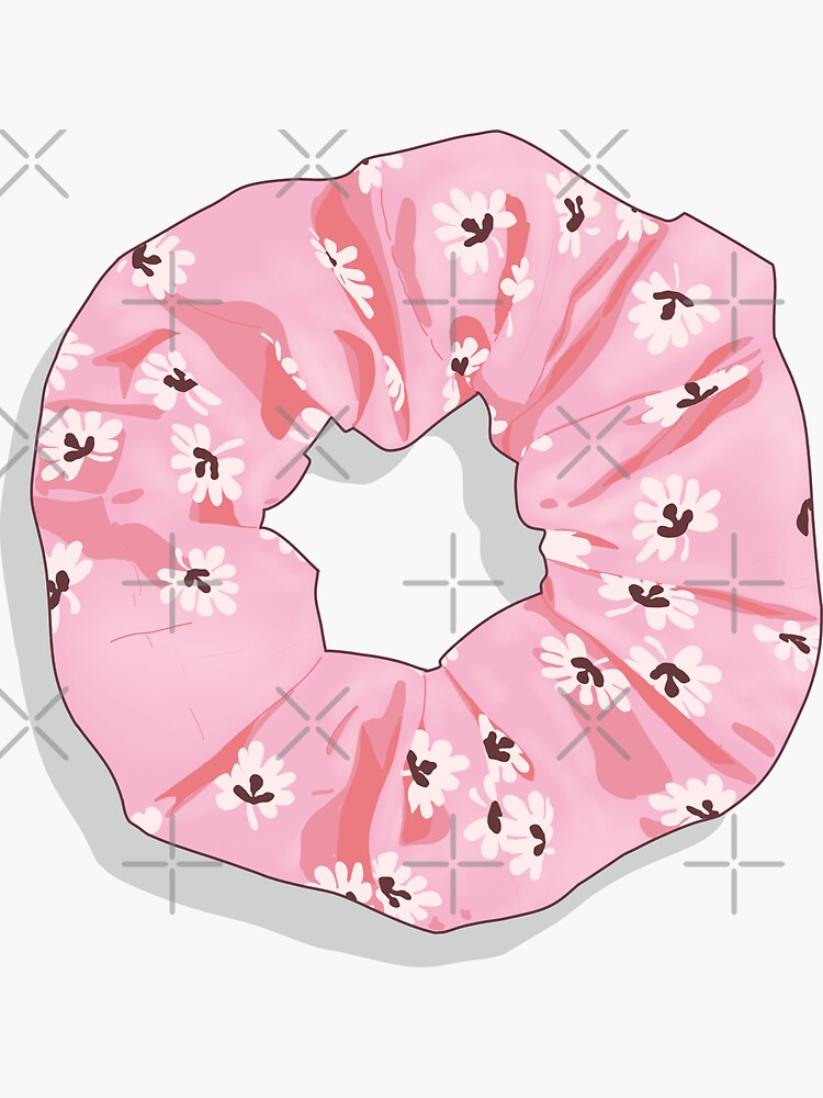 " Pink Decorative hair scrunchie " Sticker by MimieTrouvetou | Redbubble