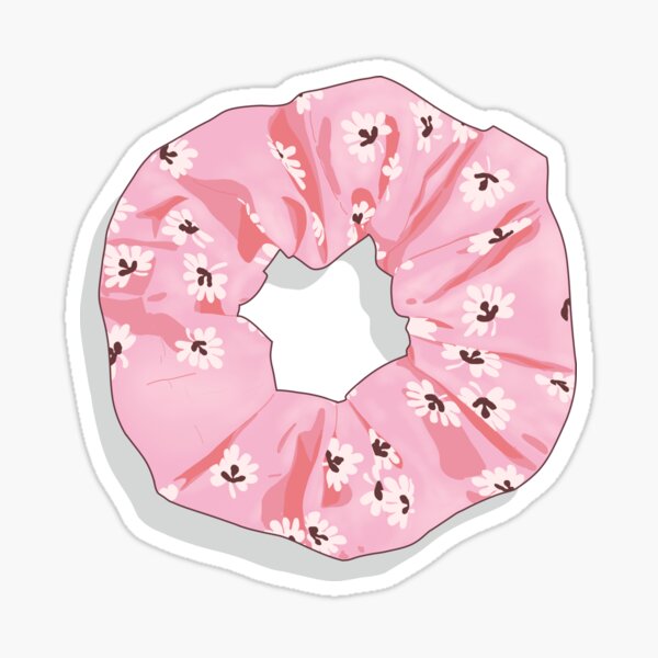 " Pink Decorative hair scrunchie " Sticker by MimieTrouvetou | Redbubble