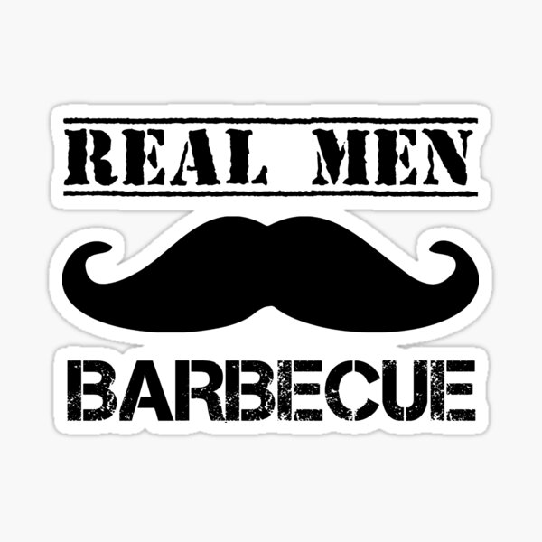 "Funny Real Men Barbecue Gift Manly Mustache BBQ" Sticker for Sale by ...