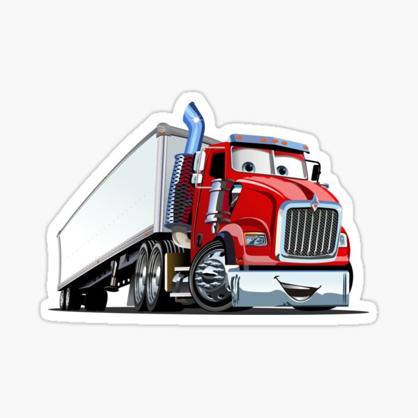 "Cartoon cargo semi truck" Sticker by Mechanick | Redbubble