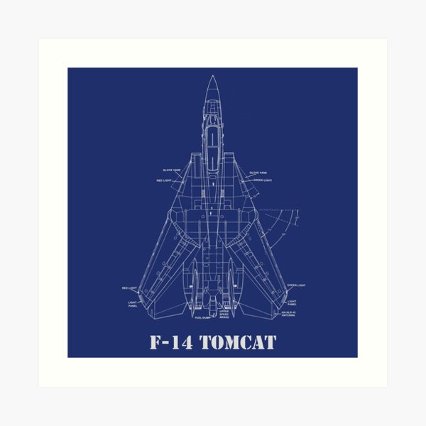 "F-14 Tomcat Navy Jet Fighter Aircraft technical blueprint drawing" Art ...