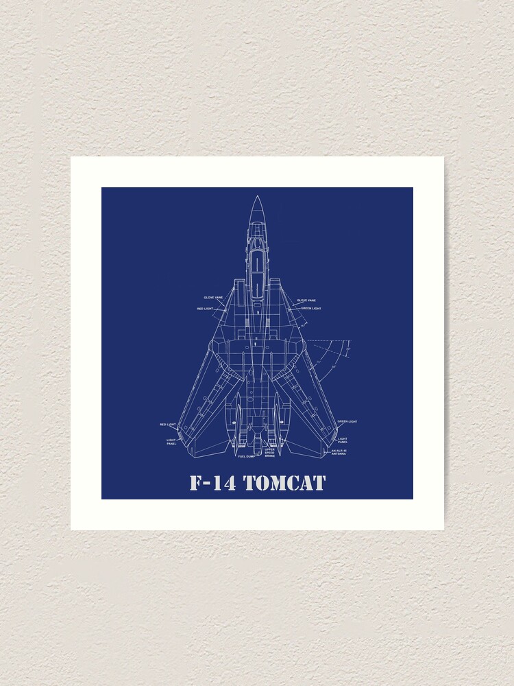"F-14 Tomcat Navy Jet Fighter Aircraft technical blueprint drawing" Art ...