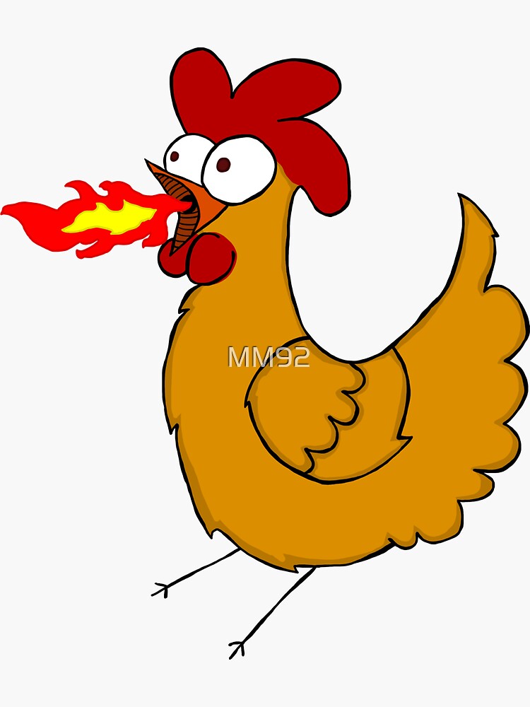 "Gilbert the Fire Breathing Chicken of Doom" Sticker for Sale by MM92 ...