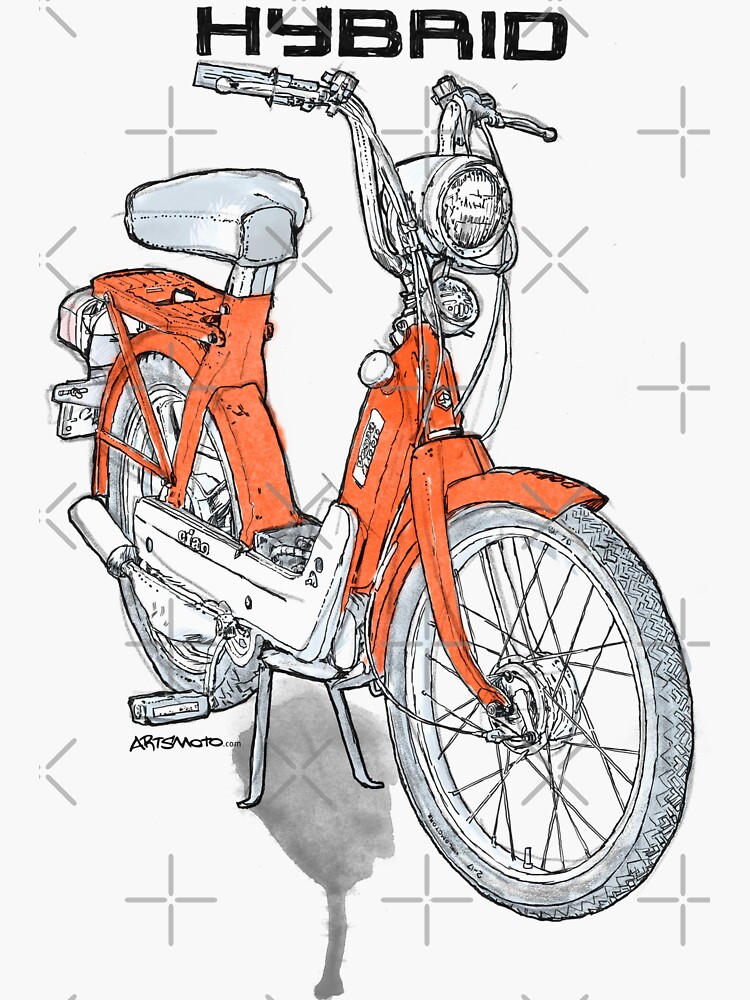 ""Hybrid Ciclomotori" Moped" Sticker by monkeycom | Redbubble
