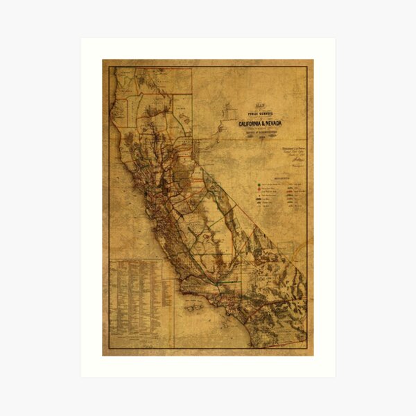 "Vintage Map of California 1866" Art Print by map-lover | Redbubble