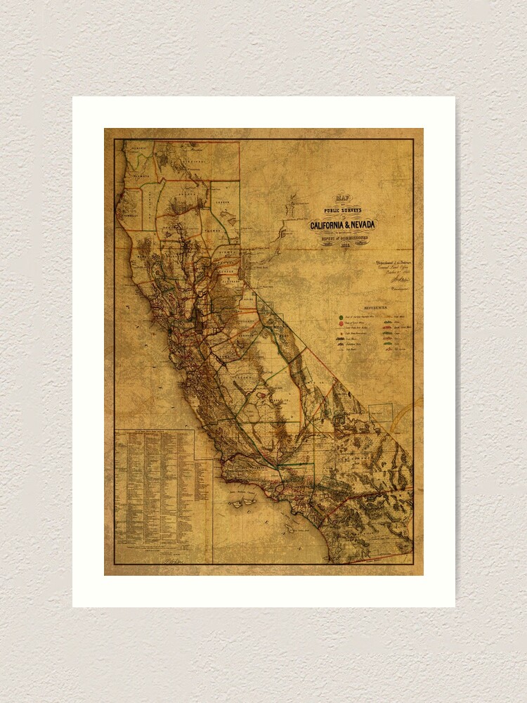 "Vintage Map of California 1866" Art Print by map-lover | Redbubble