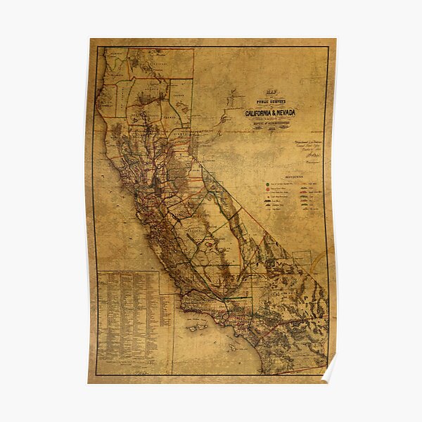 "Vintage Map of California 1866" Poster by map-lover | Redbubble