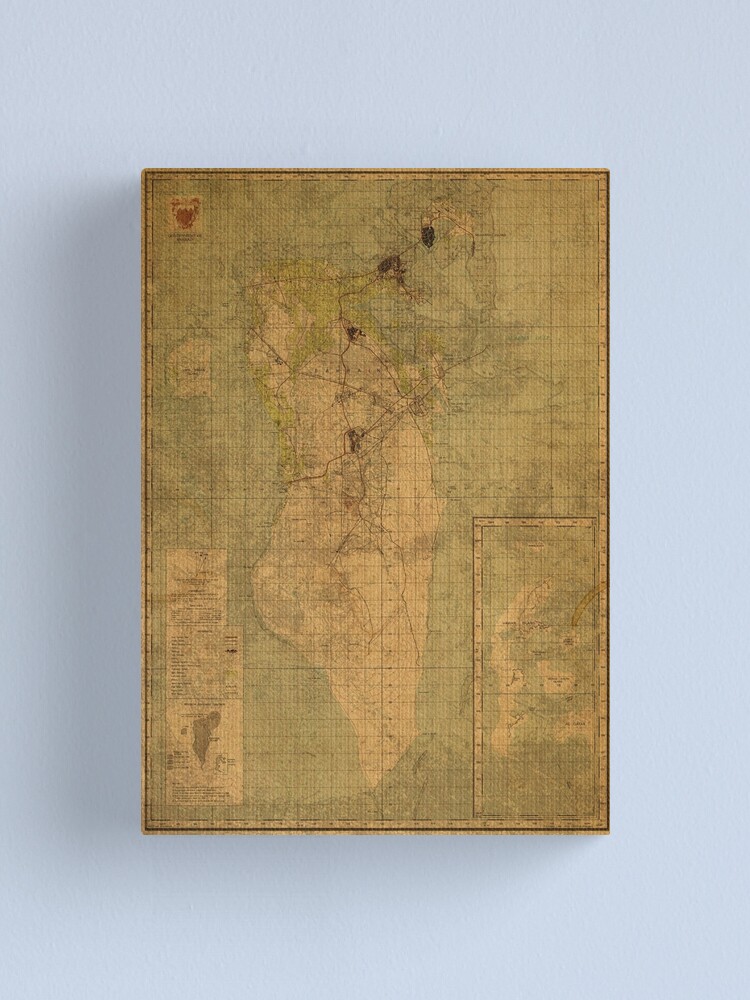 "Vintage Map of Bahrain 1968" Canvas Print by map-lover | Redbubble