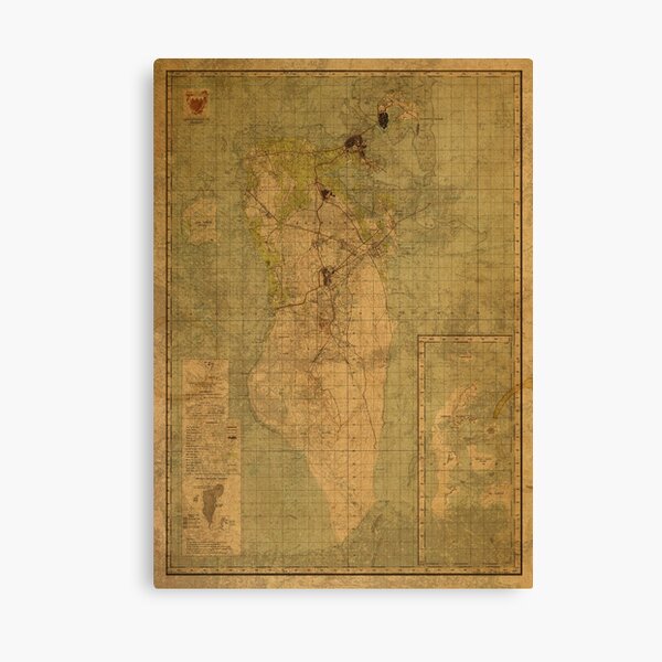 "Vintage Map of Bahrain 1968" Canvas Print by map-lover | Redbubble