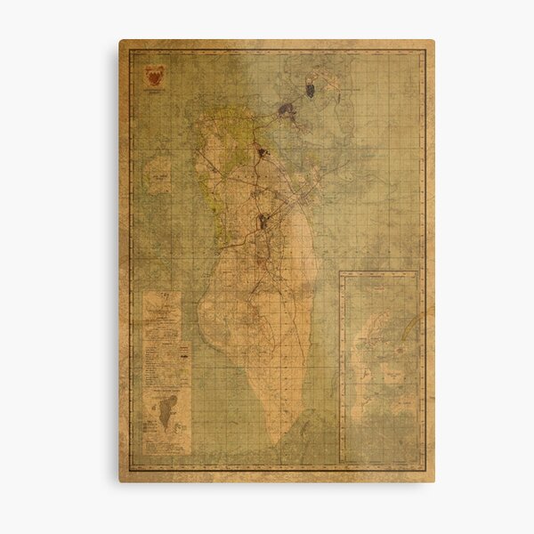 "Vintage Map of Bahrain 1968" Metal Print by map-lover | Redbubble