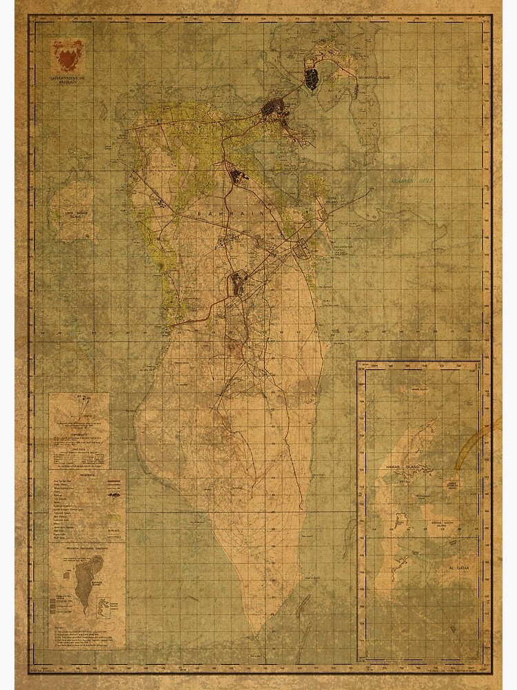 "Vintage Map of Bahrain 1968" Spiral Notebook for Sale by map-lover ...